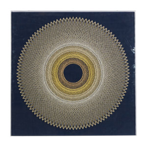 Dakota Fields Canvas Handmade Circular String Art Geometric Blue Shadow Box with Canvas Backing ...